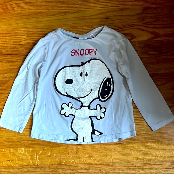 Zara | Shirts & Tops | Zara X Peanuts Glitter Snoopy Long Sleeve Shirt ...